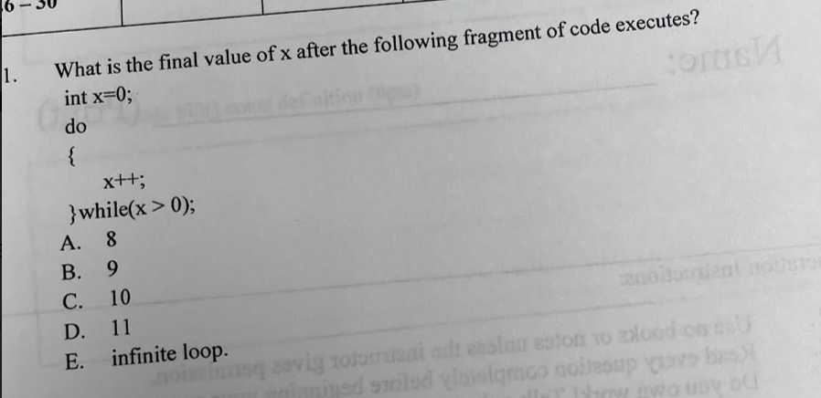 Solved What is the final value of x after the following | Chegg.com