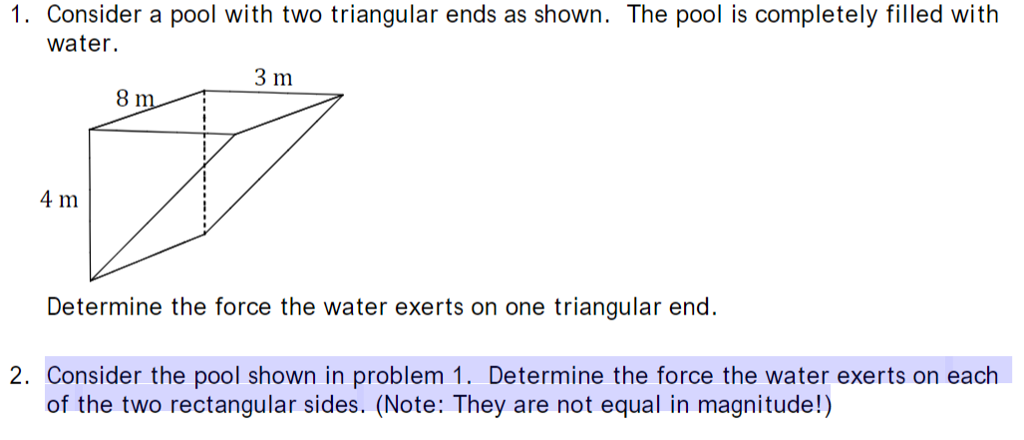 Solved Consider the pool shown in problem 1. Determine the | Chegg.com