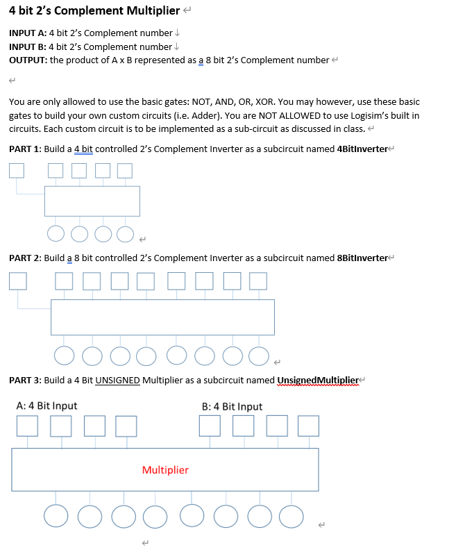 Solved 4 bit 2's Complement Multiplier INPUT A: 4 bit 2's | Chegg.com