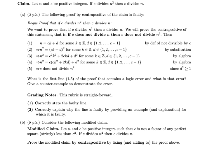 Solved laim. Let n and c be positive integers. If c divides | Chegg.com