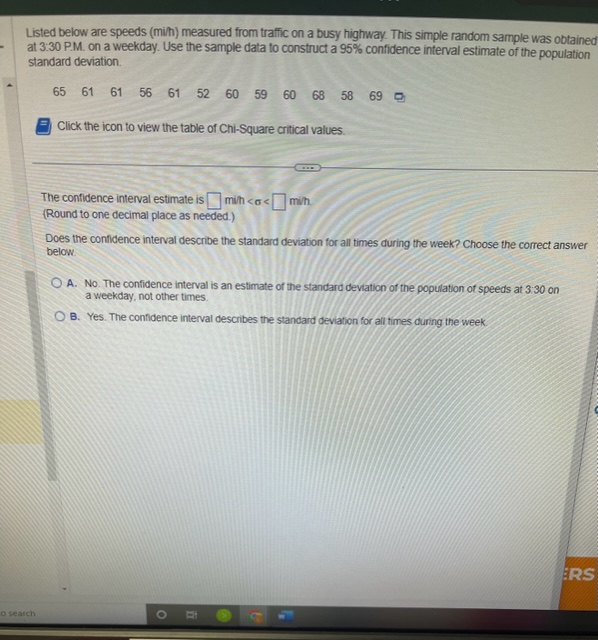 Solved Listed below are speeds (mih) measured from traffic | Chegg.com