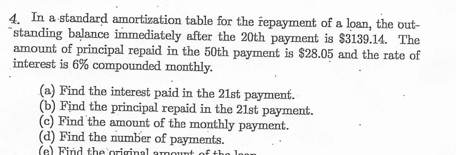 Solved 4. In a standard amortization table for the repayment | Chegg.com