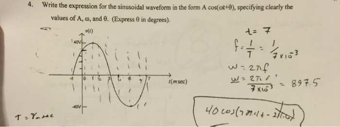 Solved Write the expression for the sinusoidal waveform in | Chegg.com