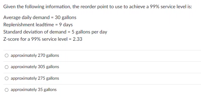 Solved Given the following information, the reorder point to | Chegg.com