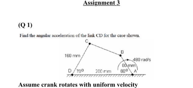 Solved Find the angular acceleration of the link CD for the | Chegg.com