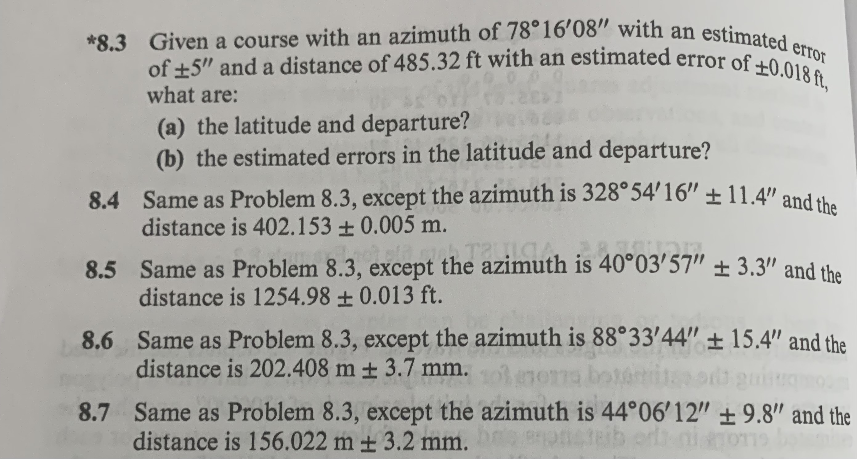 Solved 8.3 ﻿Given a course with an azimuth of 78°16'08'' | Chegg.com