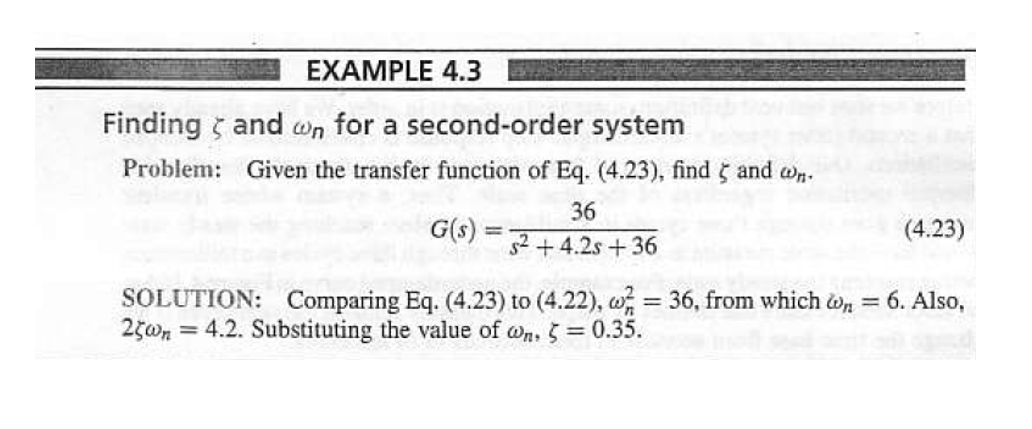 Solved EXAMPLE 4.3Finding ζand ωn ﻿for a second-order | Chegg.com