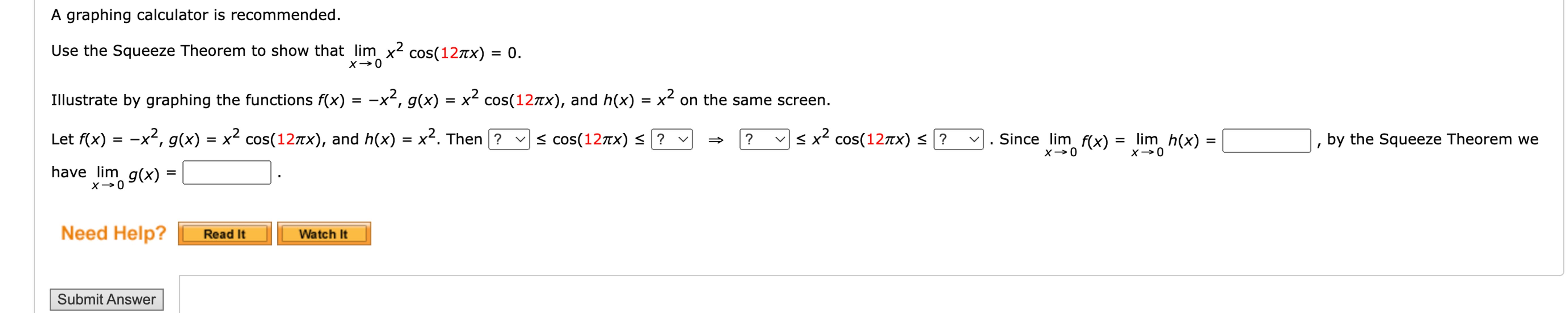 Solved A graphing calculator is recommended.Use the Squeeze | Chegg.com