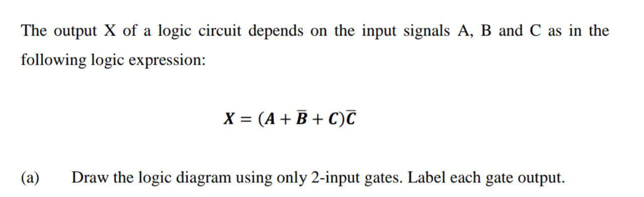 Solved The output X of a logic circuit depends on the input | Chegg.com