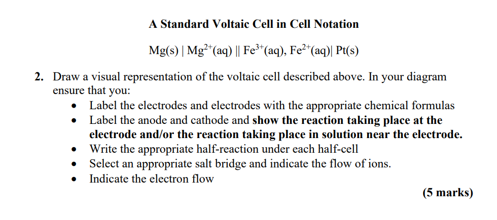 Solved A Standard Voltaic Cell in Cell Notation | Chegg.com