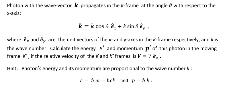 Solved Photon with the wave-vector k propagates in the | Chegg.com