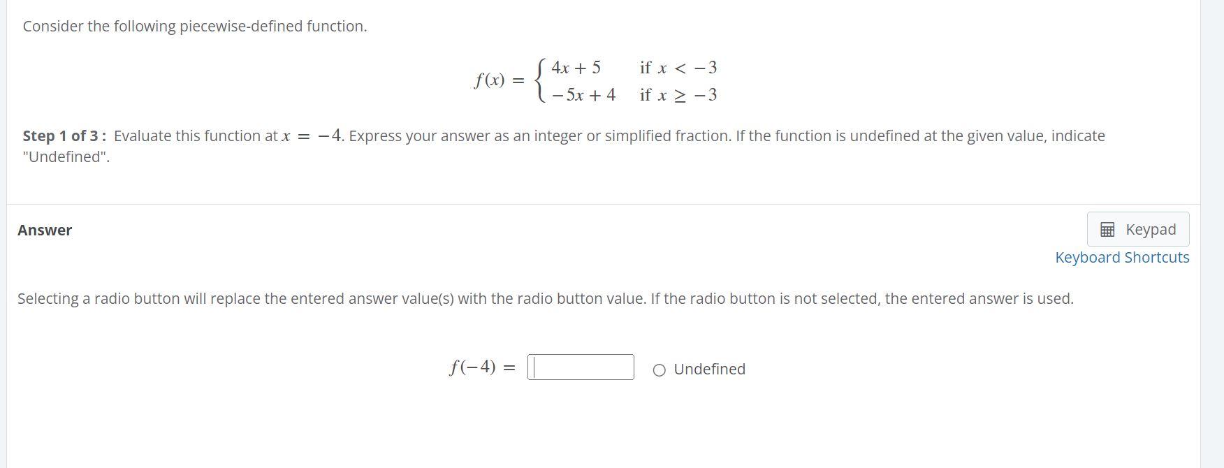Solved Consider the following piecewise-defined function. | Chegg.com