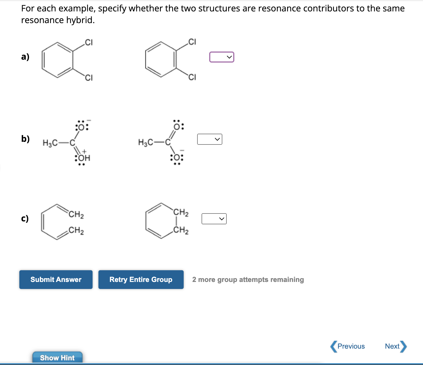 Solved For each example, specify whether the two structures | Chegg.com