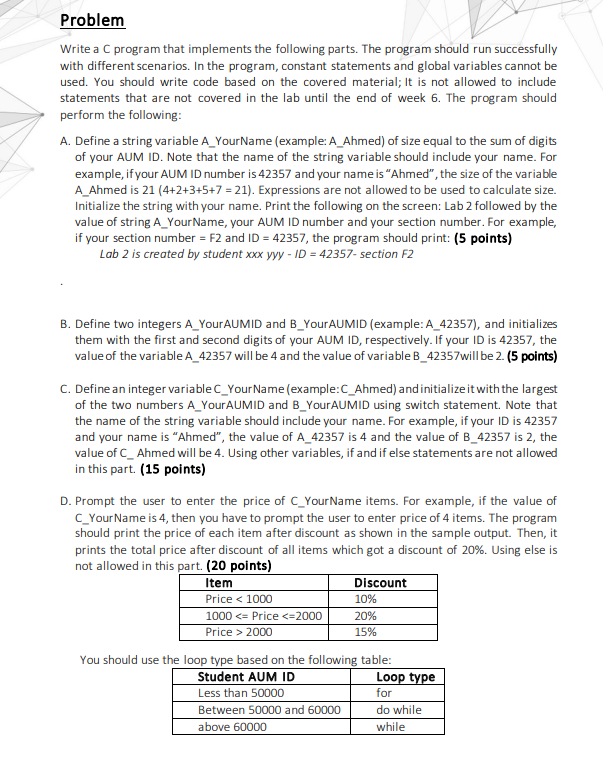 Solved Problem Write a C program that implements the | Chegg.com