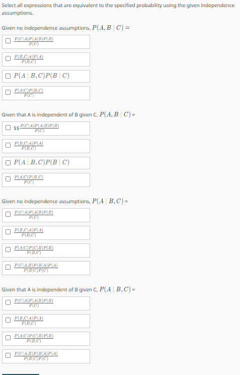Solved Select All Expressions That Are Equivalent To The 