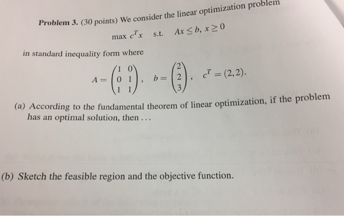 Solved Problem 3. (30 points) We consider the linear | Chegg.com