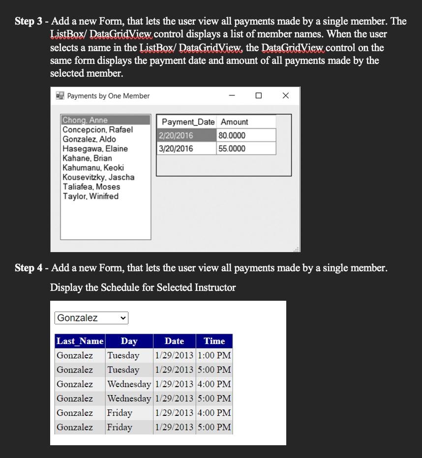 Solved Project 1 - Use SQL (see Chapter 12) Windows Forms | Chegg.com
