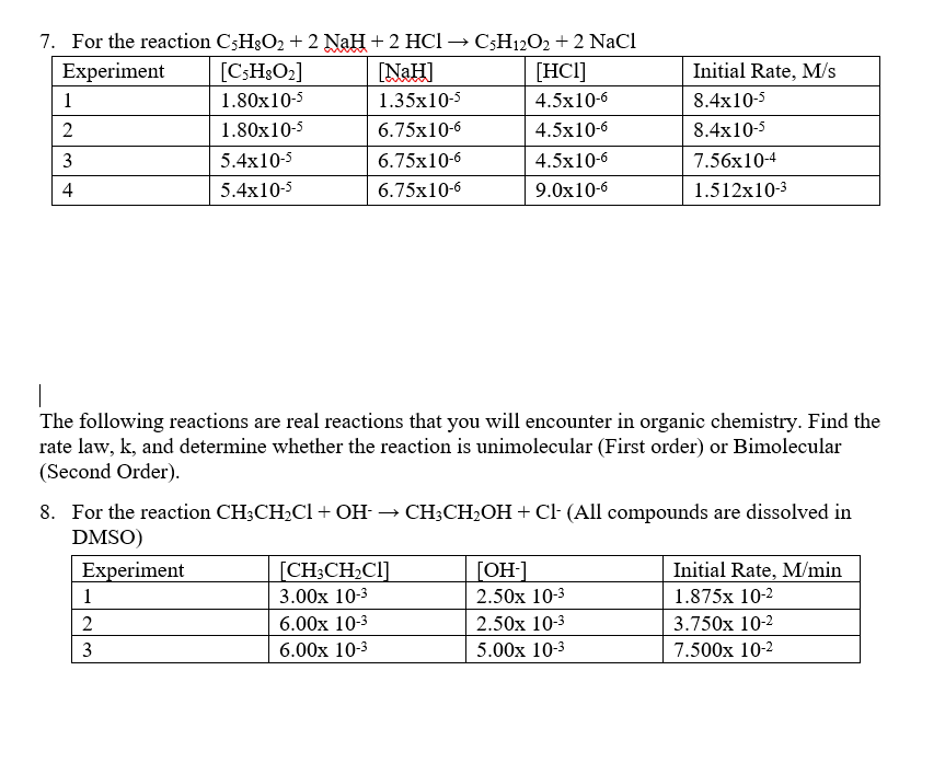 Solved 7. For the reaction C3H2O2 + 2 NaH+ 2 HCl → C3H1202 + | Chegg.com