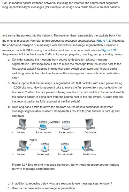 Solved P31. In modern packet-switched networks, including | Chegg.com