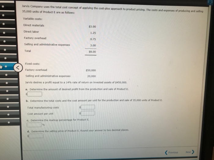 Solved Jarvis Company uses the total cost concept of | Chegg.com Solved Jarvis Company uses the total cost concept of | Chegg.com