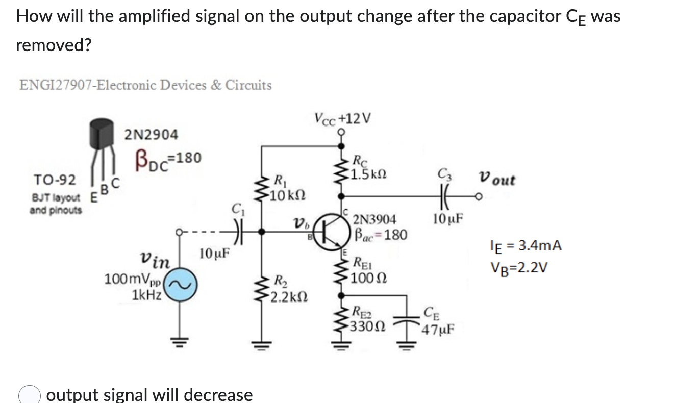 Solved How will the amplified signal on the output change | Chegg.com