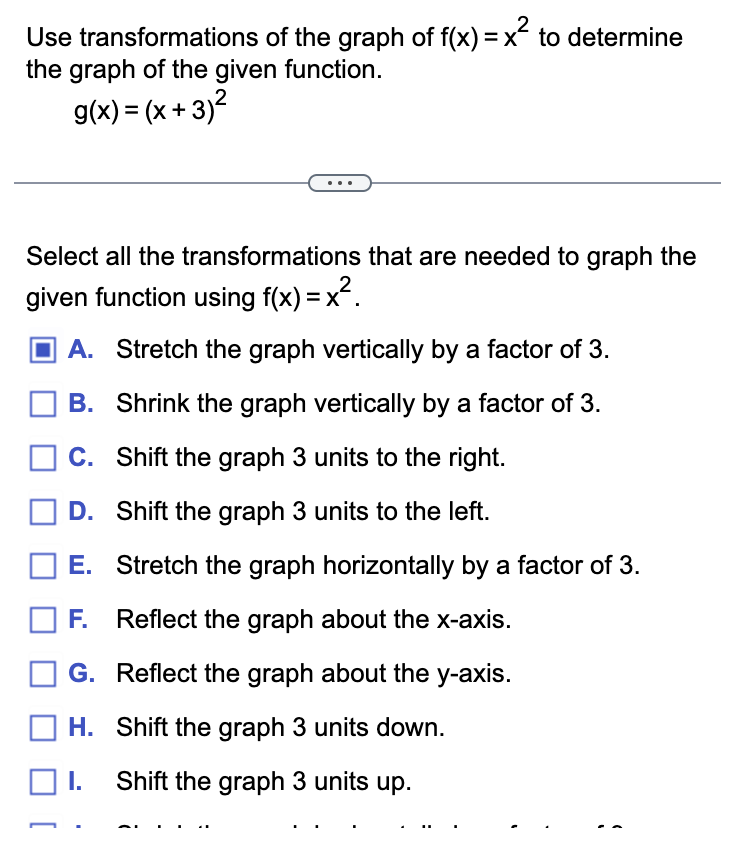 Solved Use transformations of the graph of f(x)=x2 to | Chegg.com