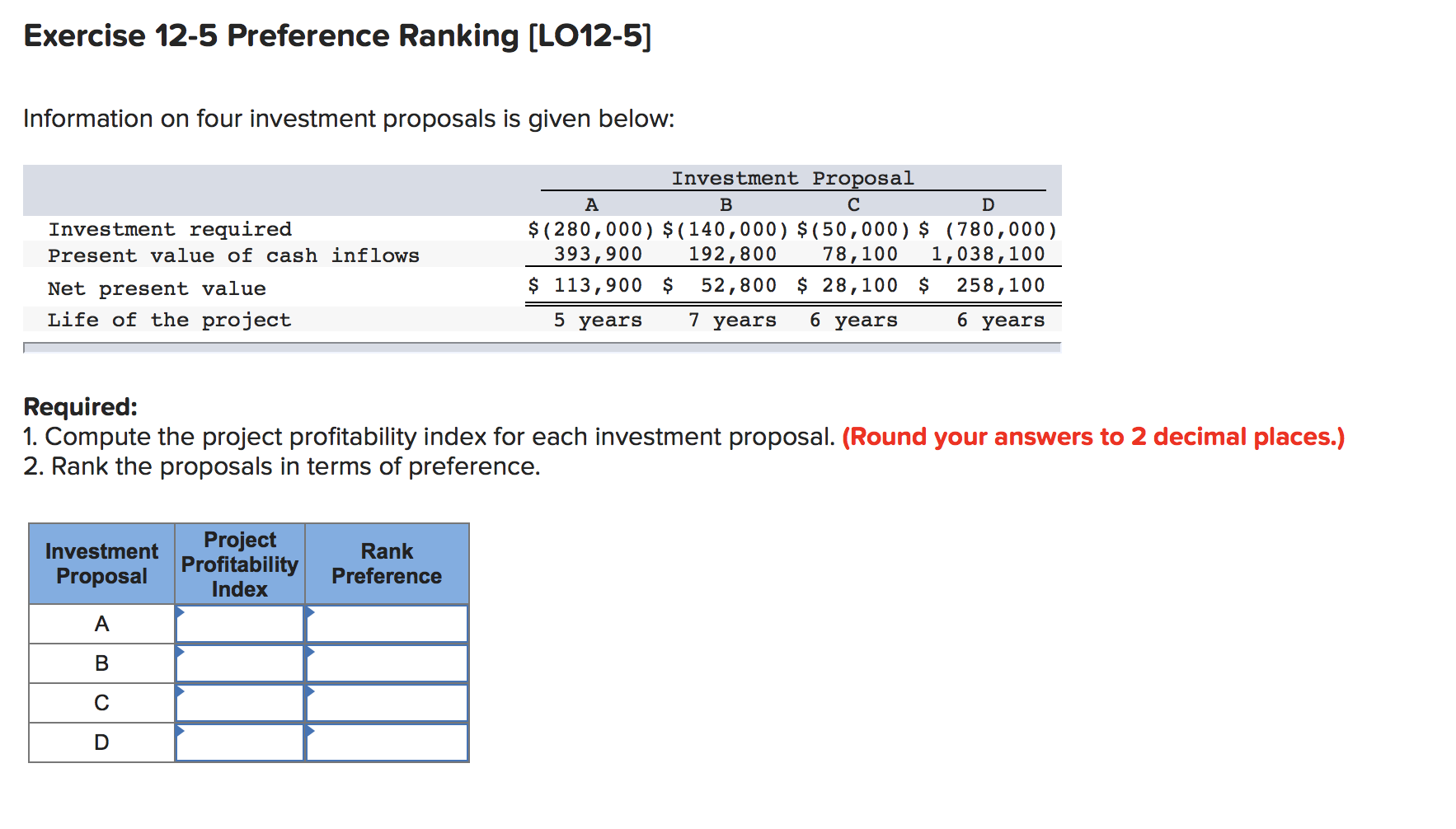 Solved Exercise 12-5 Preference Ranking (LO12-5] Information | Chegg.com
