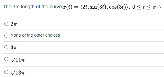 Solved The arc length of the curve r(t) = (2t, sin(3t), | Chegg.com