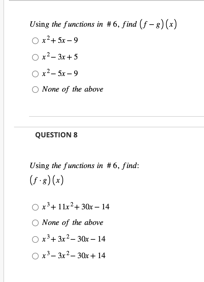 Solved Questions 6,7 , and 8 will use the following 2 | Chegg.com