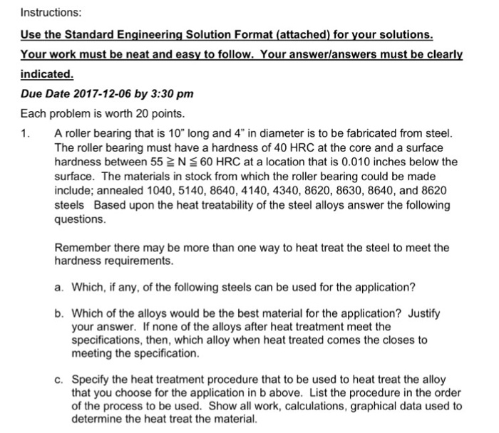 Solved Instructions Use the Standard Engineering Solution | Chegg.com