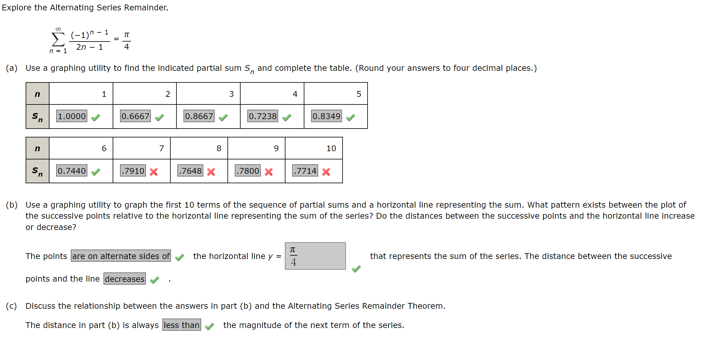 Solved Explore the Alternating Series | Chegg.com