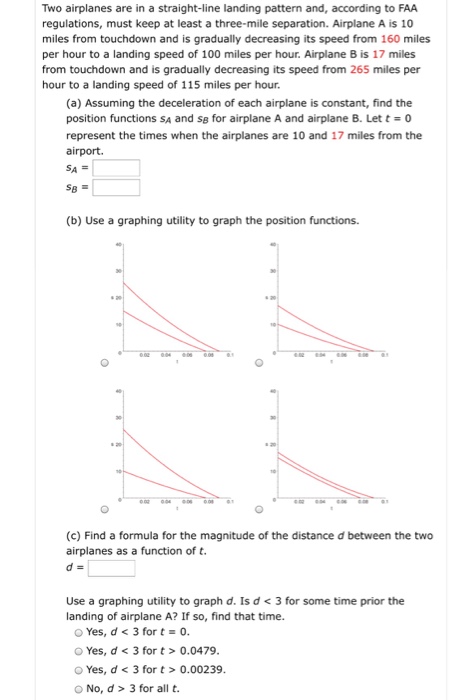 Solved Two airplanes are in a straight-line landing pattern | Chegg.com