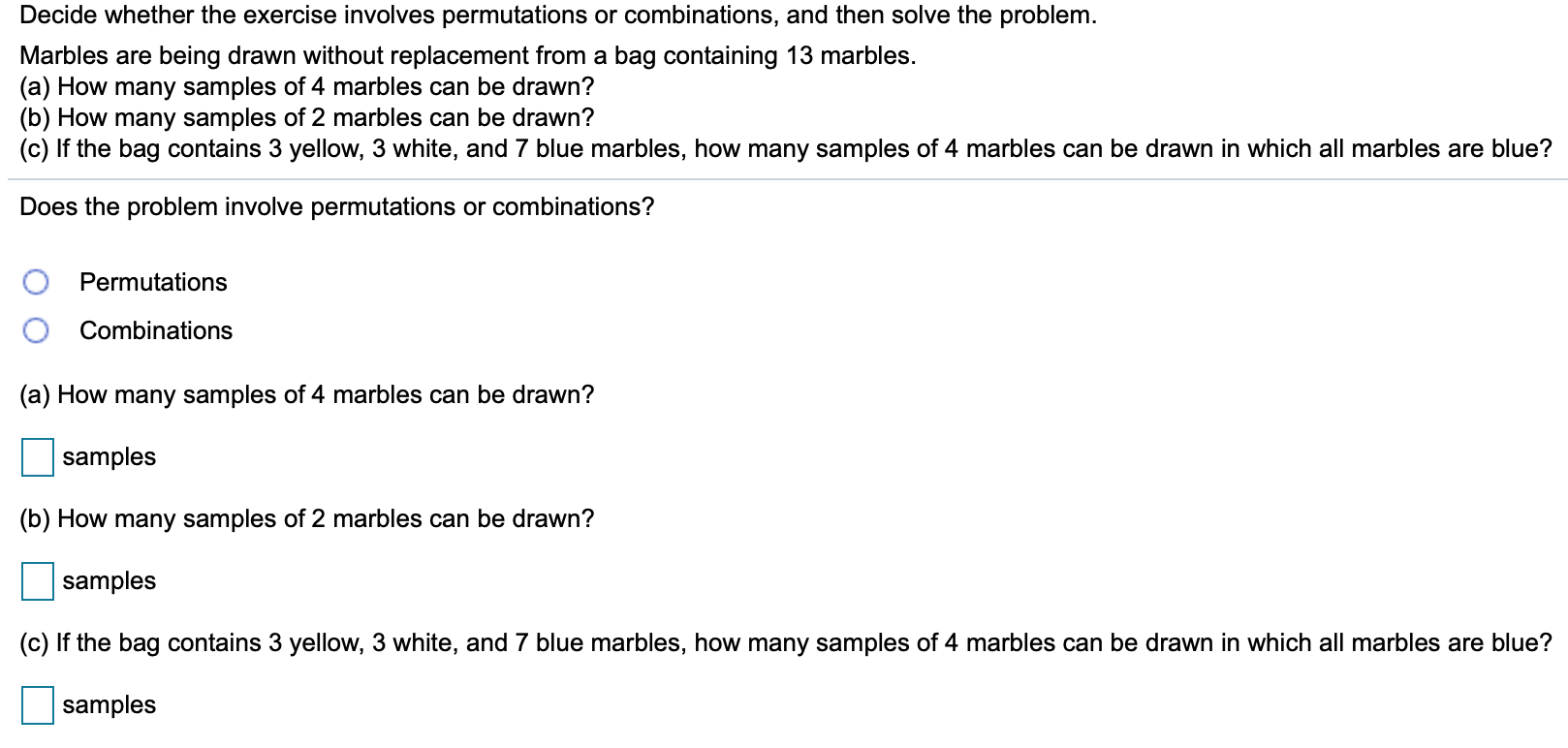 Solved Decide whether the exercise involves permutations or | Chegg.com