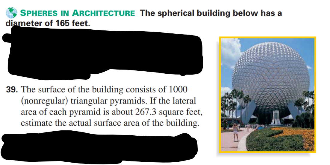 Solved SPHERES IN ARCHITECTURE The spherical building below | Chegg.com