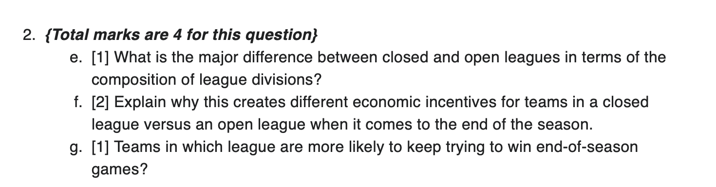 2. \{Total marks are 4 for this question\} e. [1] | Chegg.com