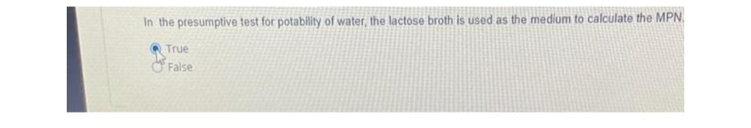 Solved In the presumptive test for potability of water, the | Chegg.com