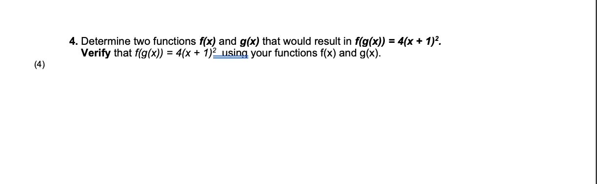 Solved Determine two functions f(x) ﻿and g(x) ﻿that would | Chegg.com