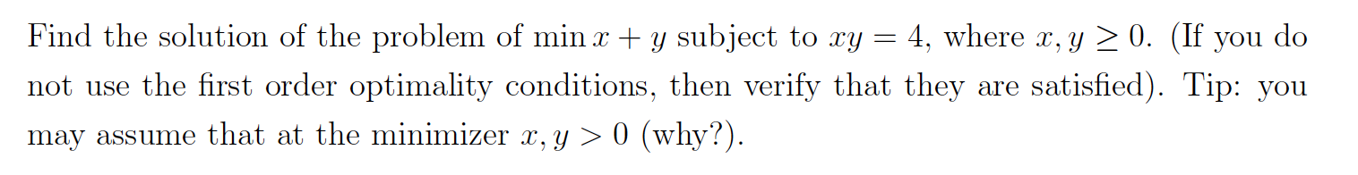 Solved Find the solution of the problem of minx+y ﻿subject | Chegg.com