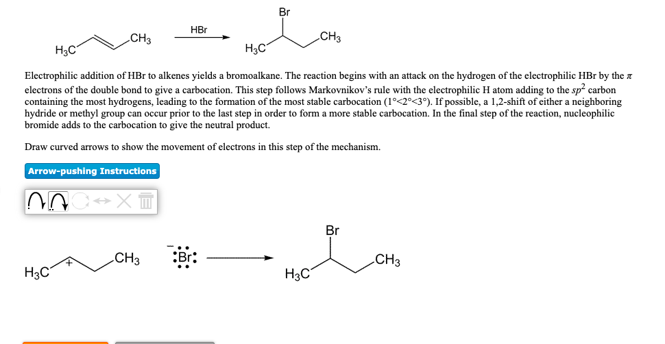 Solved Br HBr CH3 CH3 H3C H3C Electrophilic addition of HBr | Chegg.com