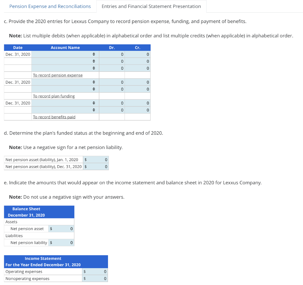 Recording and Reporting Pension Accounts; Preparing | Chegg.com