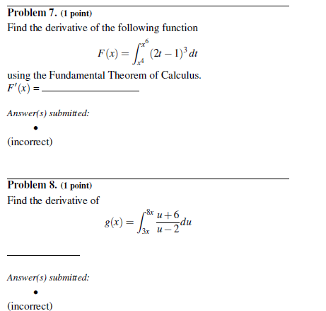 Solved Problem 7. (1 point) Find the derivative of the | Chegg.com