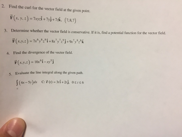 Solved 2. Find the curl for the vector field at the given | Chegg.com