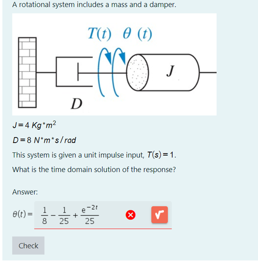 Solved A rotational system includes a mass and a damper. | Chegg.com
