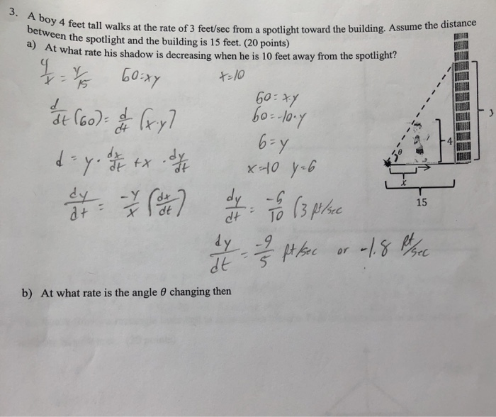 Solved between the spotlight and the building is 15 feet. | Chegg.com