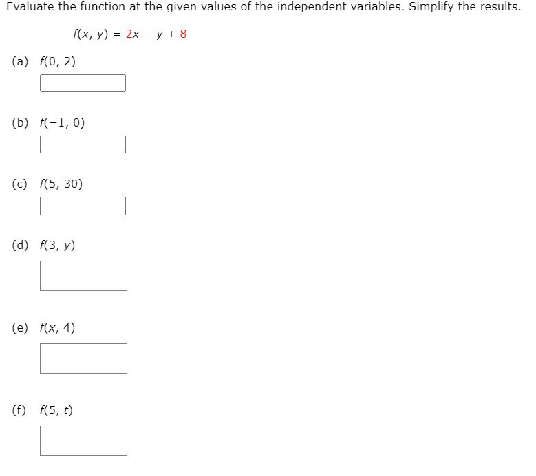 Solved Evaluate the function at the given values of the | Chegg.com