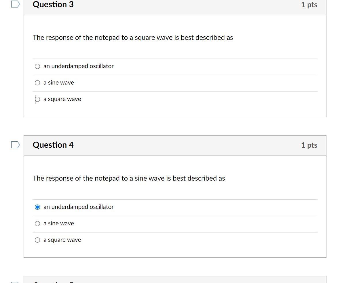 Solved U Question 3 1 pts The response of the notepad to a | Chegg.com