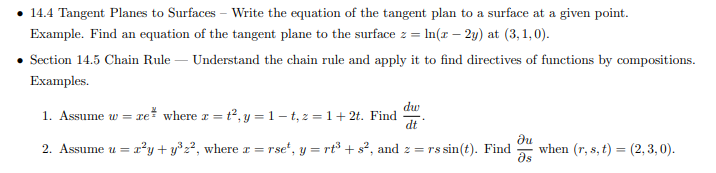 Solved - 14.4 Tangent Planes to Surfaces - Write the | Chegg.com