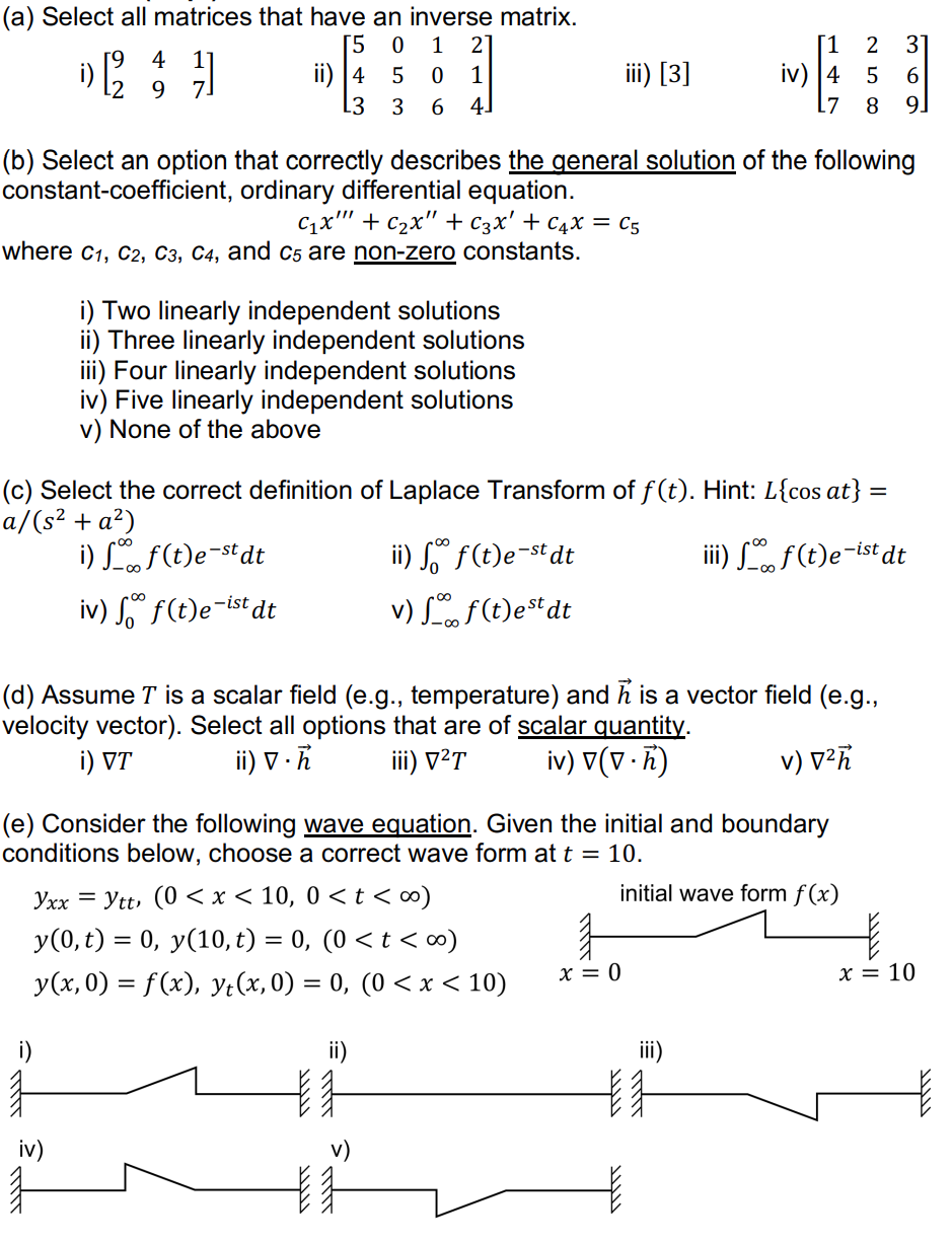 Solved (a) Select all matrices that have an inverse matrix. | Chegg.com