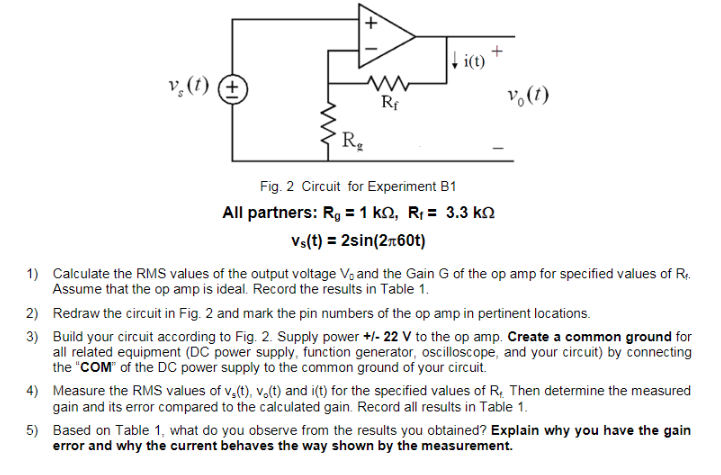 Solved Fig. 2 Circuit for Experiment B1 All partners: | Chegg.com