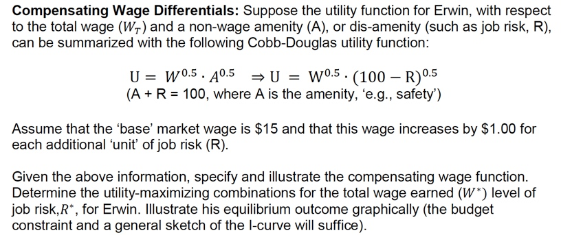 Compensating Wage Differentials: Suppose the utility | Chegg.com